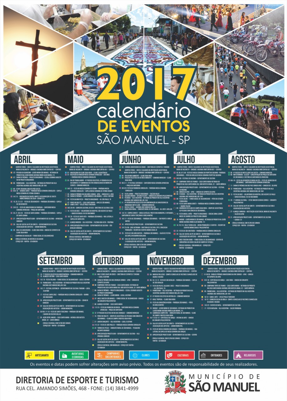 São Manuel lança calendário unificado de eventos | Jornal Acontece Botucatu