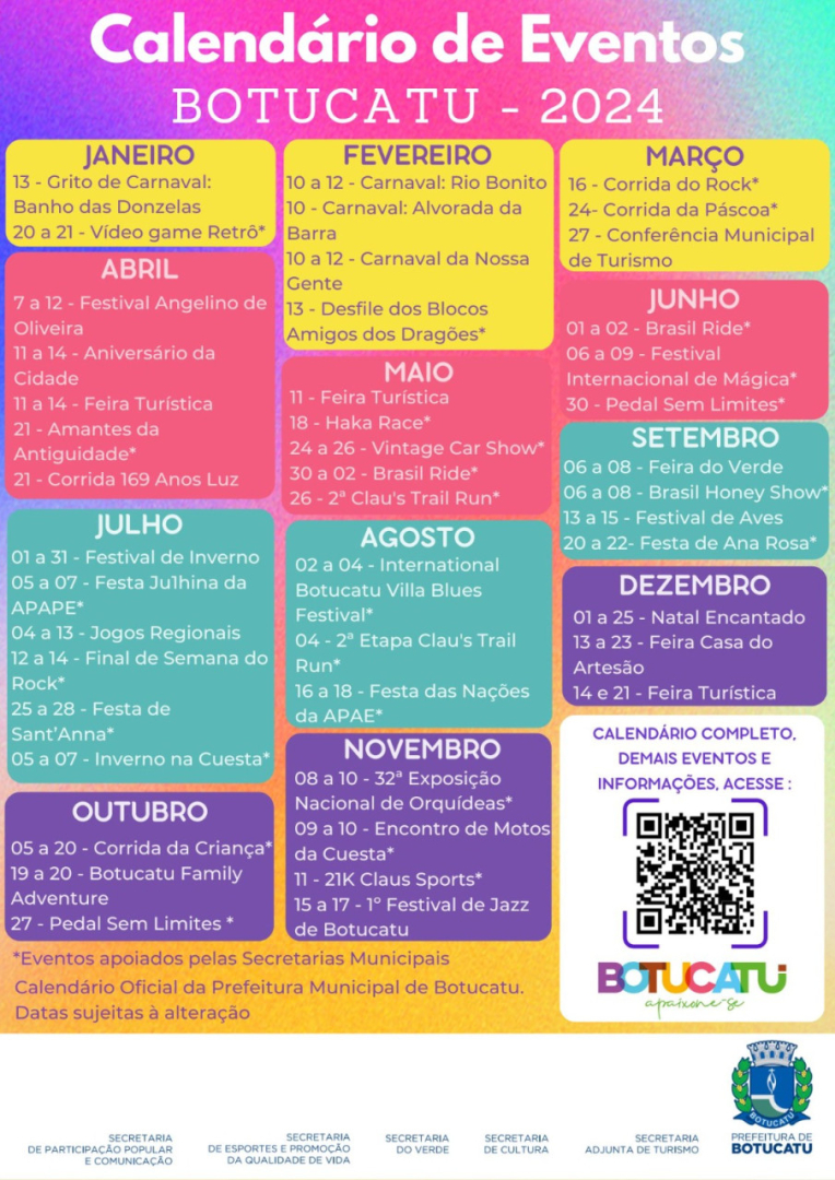 Botucatu divulga Calendário de Eventos para 2024 | Jornal Acontece Botucatu